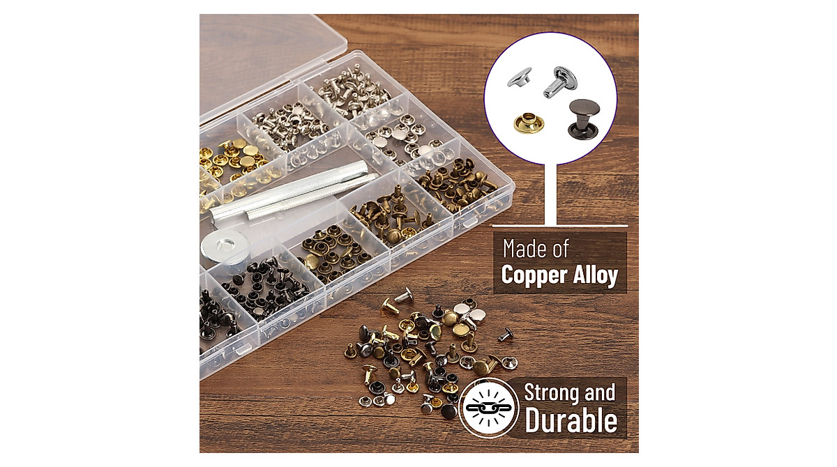 Get UNCO Leather Rivets Kit - 240pcs, 4 Colors, Tools