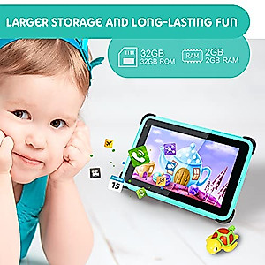 CWOWDEFU Kids Tablet Android 11 Tablet for Kids Children's Tablet COPPA Certified, 32GB ROM 2GB RAM Touch Screen Child Toddler Tablets (Green)