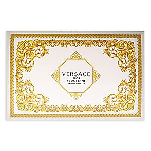 Versace Eros Pour Femme Women 3.4oz EDT Spray, 3.4oz Luxury Body Lotion, 3.4oz Luxury Bath and Shower Gel, Black and Gold Travel B 4 Pc Gift Set
