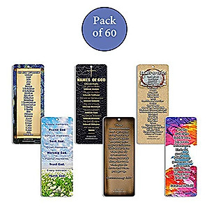 Christian Bookmarks Cards - Books of The Bible Bookmarks (60 Pack) - Collection & Gift with Inspirational Motivational Encouraging Scripture Based Messages