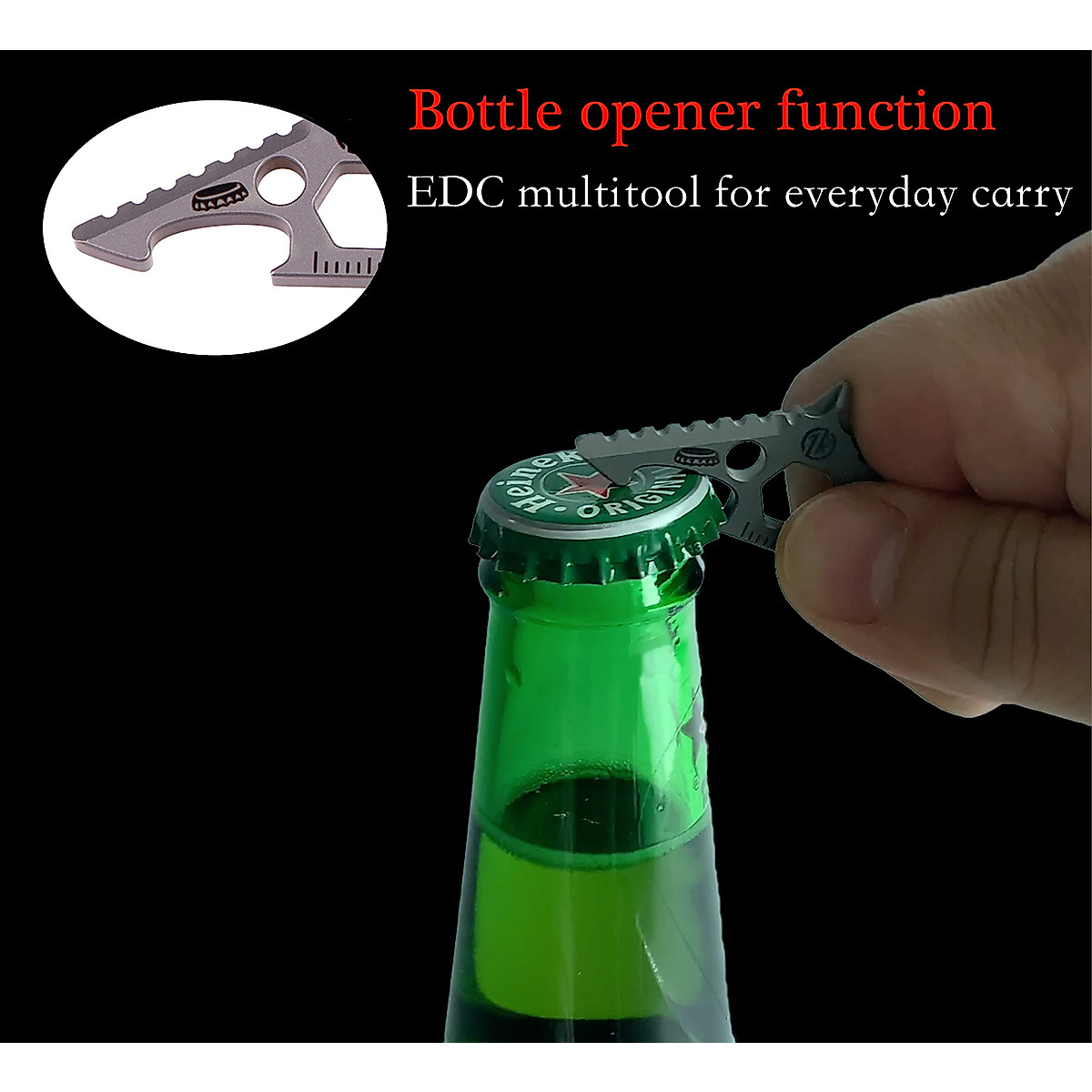 Tacray Titanium Shark-shaped multitool with bottle opener，hexagonal spanner and screwdriver,Titanium creative pendant.