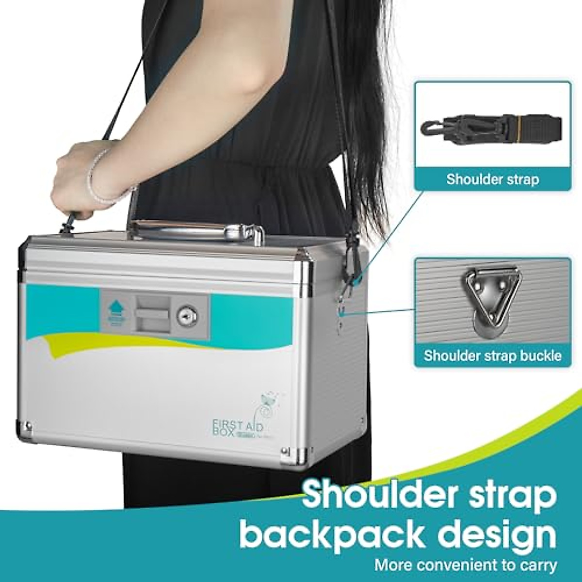 Glosen Medicine Lock Box,locking medicine box, Security Lock Boxes【Small】 10x6.7x6.7 Inch,lock box, First Aid Key Safe Box,Lock Box for Medication