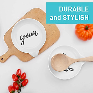 Oversized Farmhouse Spoon Rest - Ceramic Spoon Rest for Stove Top Cooking, 1 PK - Spoon Holder for Stove Top - White Spoon Rest for Kitchen Counter - Cute and Sturdy Utensil Rest