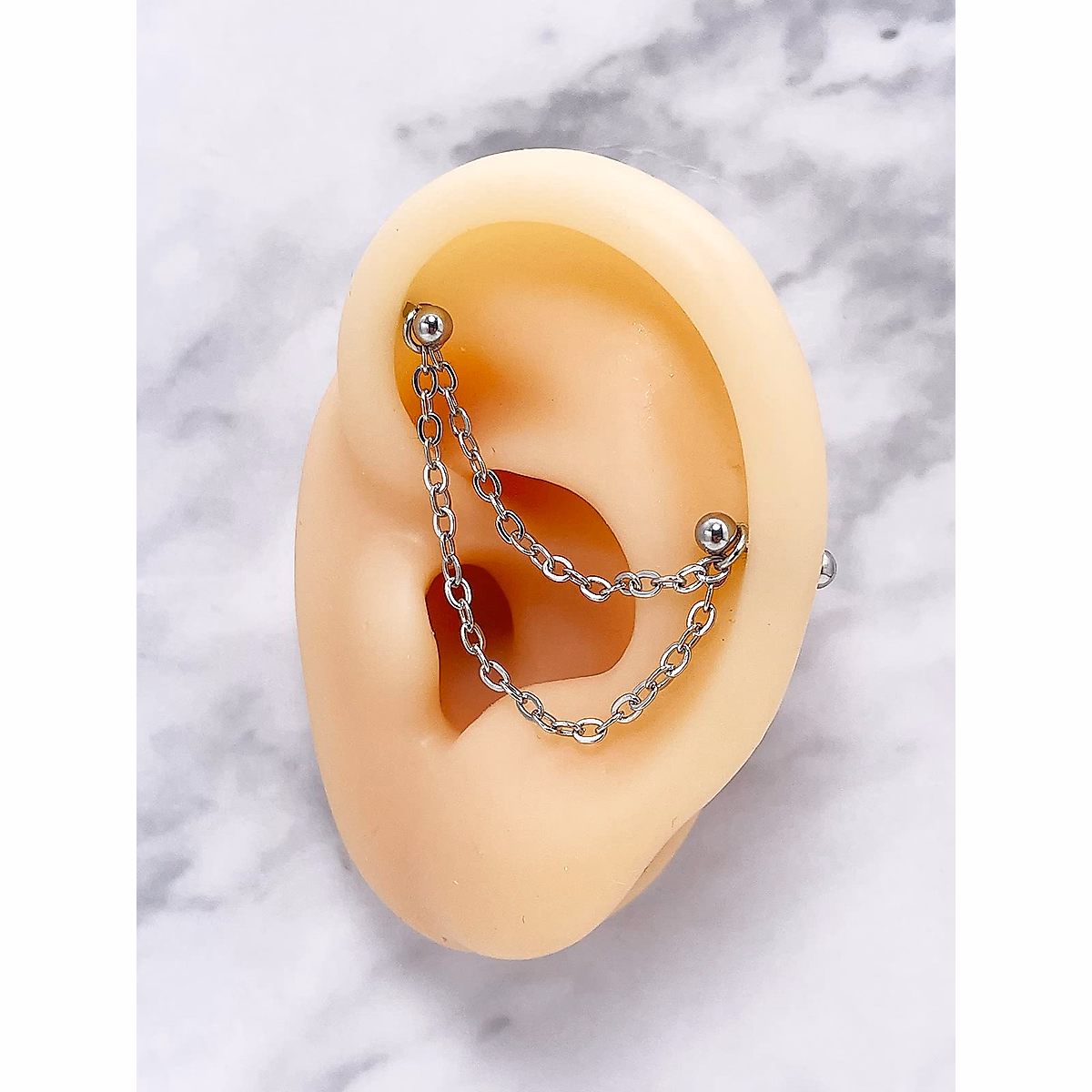 QWALIT 16gauge Industrial Earrings Chain Industrial Piercing Jewelry with Chain Industrial Bar Piercing Surgical Stainless Steel Double Helix Earrings for Women