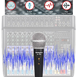 Berlingtone Dynamic Vocal Microphone - Metal Casing, Moving Coil Dynamic Cardioid Unidirectional Handheld Microphone with ON/OFF Switch Includes 25ft XLR Audio Cable to 1/4'' Audio Connection, BR-100M