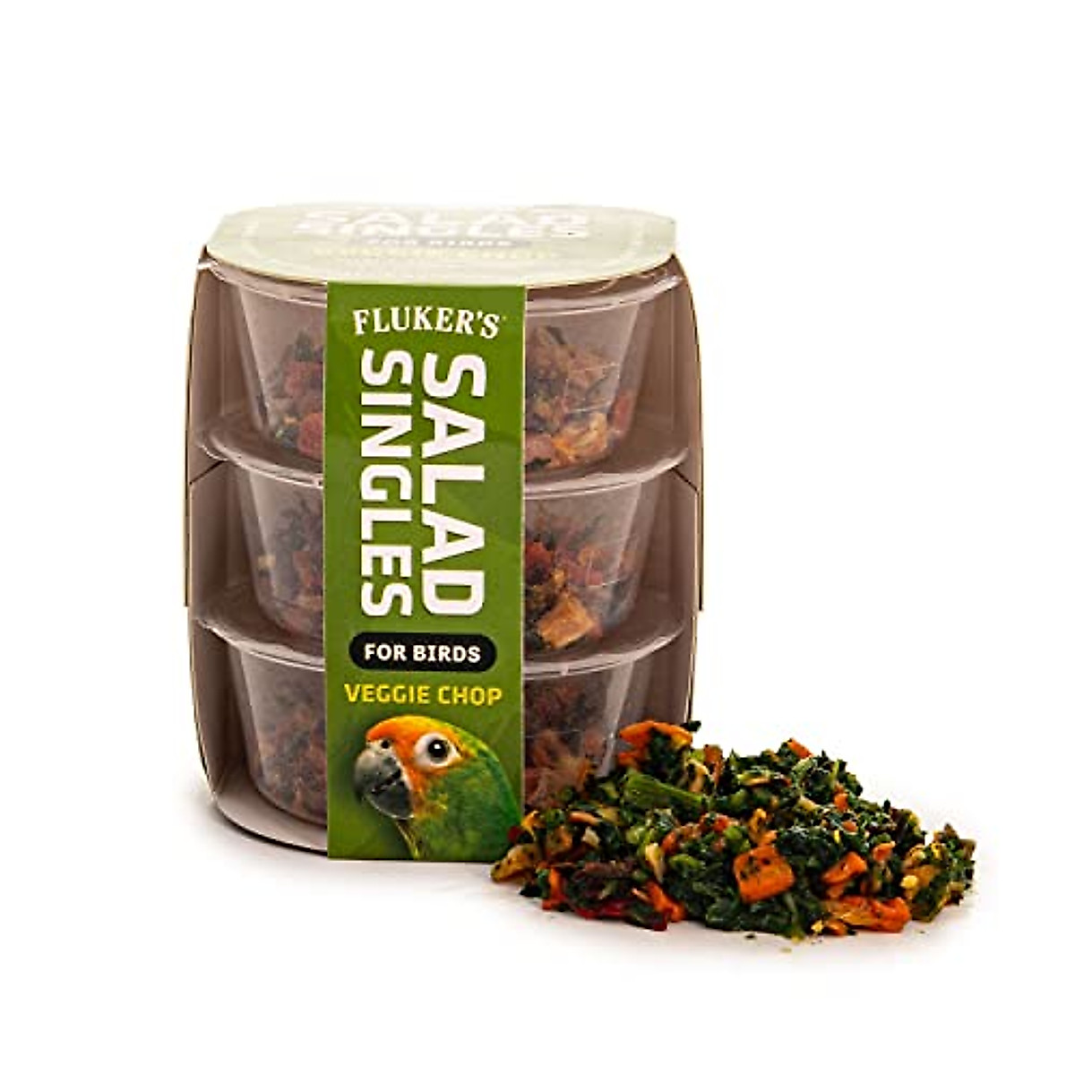 Fluker's Salad Singles All Natural Veggie Bird Mix - Just Add Water, Each Pack Makes 2oz of Food, Great for Parakeets, Cockatiels, Conures, and Parrots, 3 Pack 0.65oz
