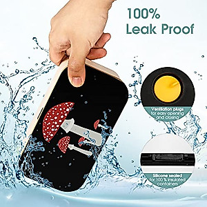 Mushrooms Red Art Bento Lunch Box Leak-Proof Bento Box Food Containers with 2 Compartments for Offce Work Picnic Yellow-Style