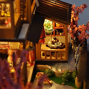 CUTEBEE Dollhouse Miniature House Kit with Furniture, DIY Wooden Dollhouse Tiny House Building Set for Adults and Teens, Creative Room Decor Gift for Family and Friends (Japanese Garden House)