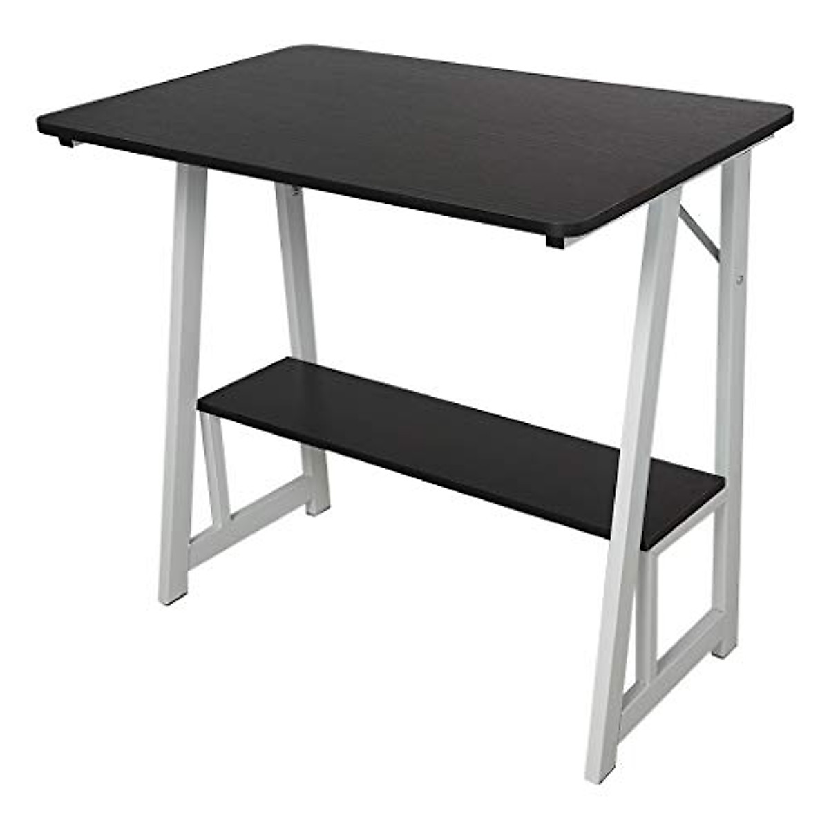Desktop Computer Desk with Storage Rack, Home Office Study Writing Table Computer Gaming Table Bedroom Laptop Study Table, Student Workstation Study Reading Writing Desk PC Laptop Table (Black)