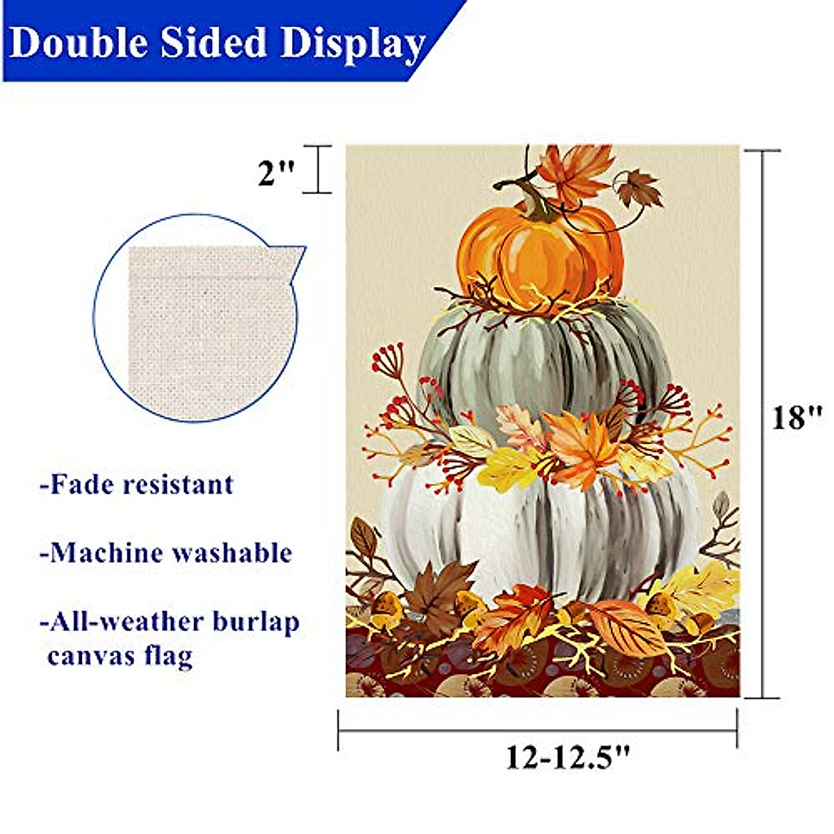 Covido Happy Fall Garden Flag Home Decorative Pumpkin Patch Maple Leaves House Yard Outside Small Flag, Welcome Autumn Outdoor Harvest Decoration Farmhouse Thanksgiving Decor Flag Double Sided 12 x 18