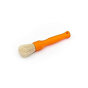 Detail Factory - Natural Boar's Hair Detailing Brush Combo Kit - Heavy Cleaning Action for Small Spaces, Engine Bays, Exterior Detailing, One Long Handle + One Short Handle, Orange (2-Pack)