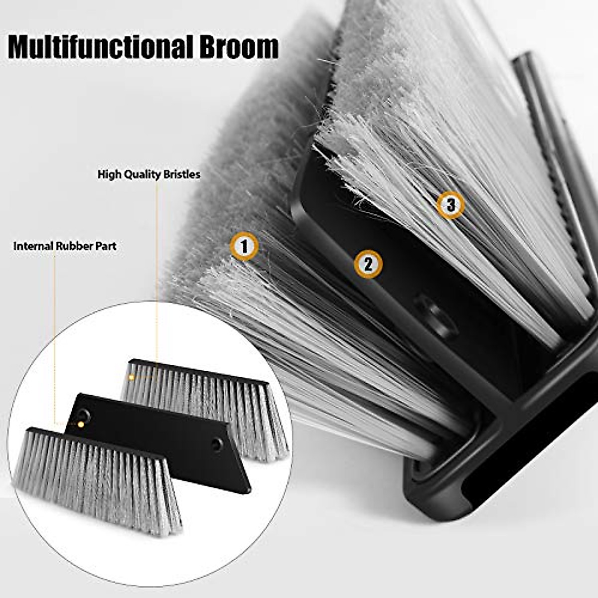 MASTERTOP Upgrade 24" Push Broom & 12" Broom Head, Floor Scrub Brush, Garage Heavy Duty Broom with Stiff Bristles, 57.6 inch Stainless Steel Long Handle, Yard Patio Decks Cleaning