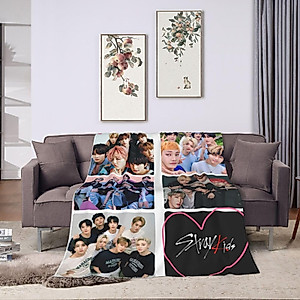 Stray Kids Blanket Soft and Comfortable Warm Fleece Throw Blankets Carpet Rug Decoration Gift for Decor Room Dormitory Picnic Yoga Sofa Camping Travel All Season
