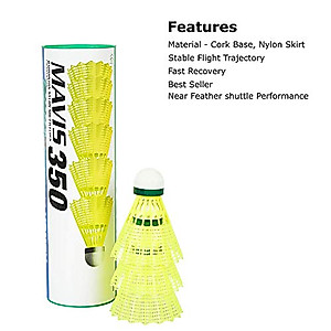 YONEX Mavis 350 Nylon Badminton Shuttlecocks (Yellow, Slow Speed) | Durable Performance
