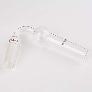 stonylab Glass 75 Degrees Drying Tube, Borosilicate Glass Bent Drying Tube Adapter with Inner 24/40 Standard Taper Joint for Organic Synthesis Chemistry Laboratory Lab Supply, Angled at 75 Degrees