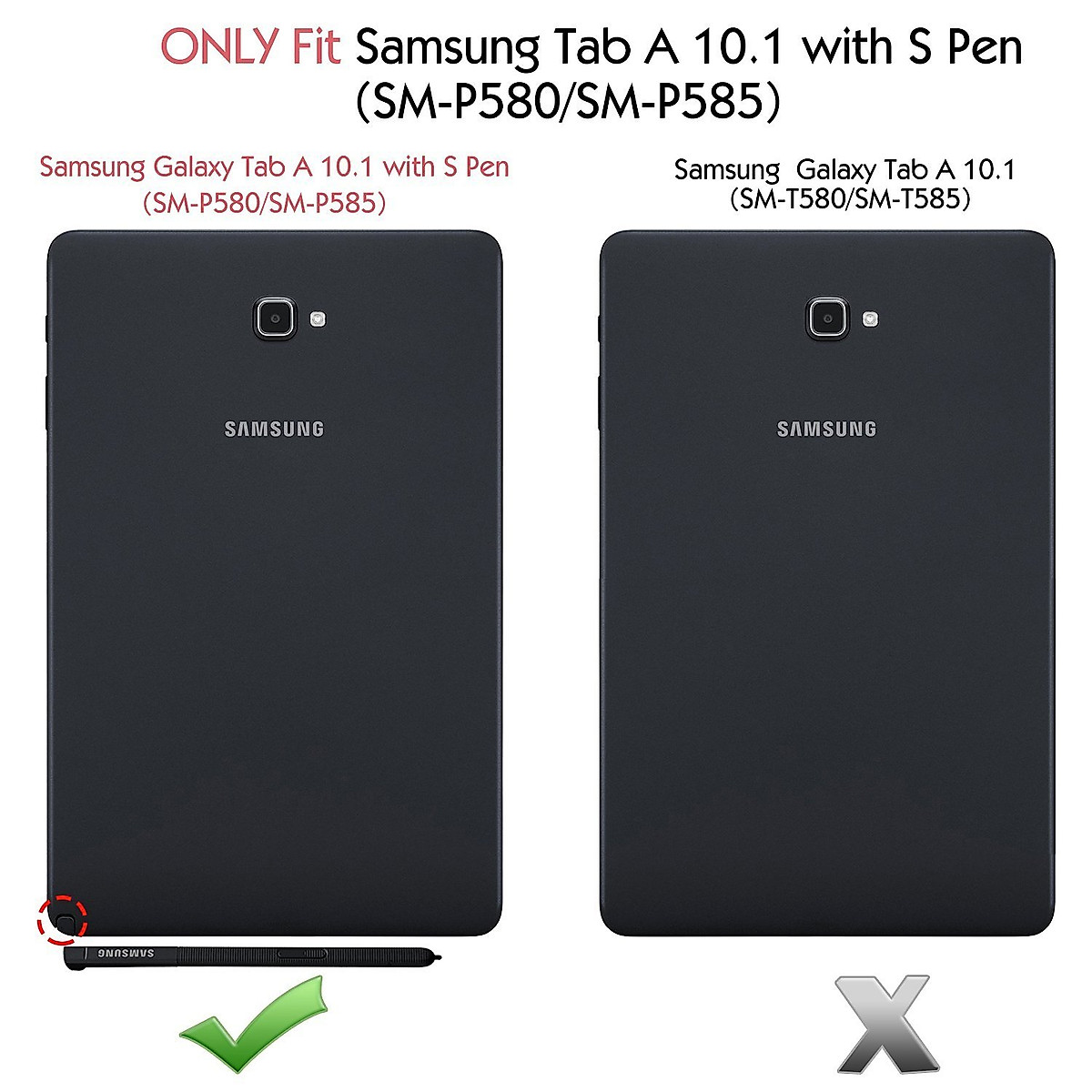 Galaxy Tab A 10.1 P580 2016 Case, KIQ Shockproof Heavy Duty Military Full-Body Protection Kickstand Screen Protector for Samsung Galaxy A 10.1 with S-Pen 2016 SM-P580 & SM-P585 (Shield Black)