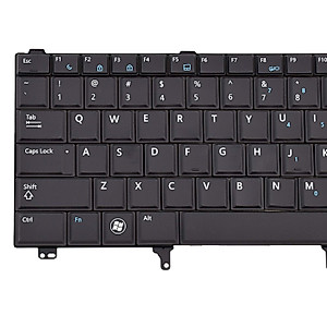 SUNMALL Replacement Keyboard with Backlit Compatible with Dell Latitude E5420 E5430 E6220 E6320 E6330 E6420 E6430 E6440 Series US Layout Black (Without Pointer Stick)