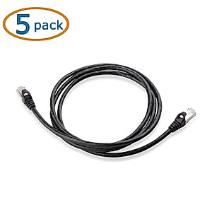 Cable Matters 10Gbps 5-Pack Snagless Shielded Cat 6A Ethernet Cable - 5ft, Cat 6A Cable, Cat6A Cord, Ethernet Cord, Black