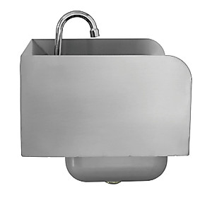 Kratos 28W-091 NSF Commercial Hand Sink with Gooseneck Faucet - 9"Wx9"Dx5"H Bowl - 7-3/4" Side Splashes