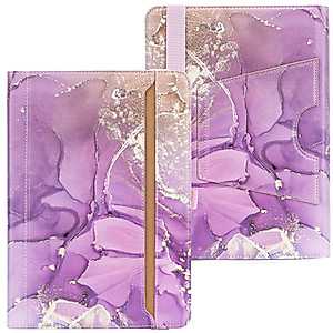 TSPCASE Universal Keyboard Case for 9-11 inch Tablet, Durable PU Leather Cover with Detachable Magnetic Keyboard and Adjustable Silica-Gel Fixing Band (Romantic Purple)