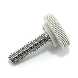 #10-24 x 3/4" Thumb Screw Stainless Steel - Gray Knurled Round Plastic Knob - Standard/Coarse Thread Thumbscrew - Length: 0.750" - Proudly Built in USA - Package of (25)