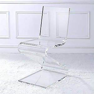 BOWERY HILL Modern Acrylic Z-Base Accent Home Kitchen Dining Living Room Chair in Clear