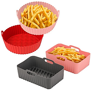 OUTXE 2-Pack Silicone Air Fryer Liner 7.5inch, OUTXE 2-Pack Dual Air fryer Silicone Liners for 8 to 10 QT Ninja DZ201/ DZ401