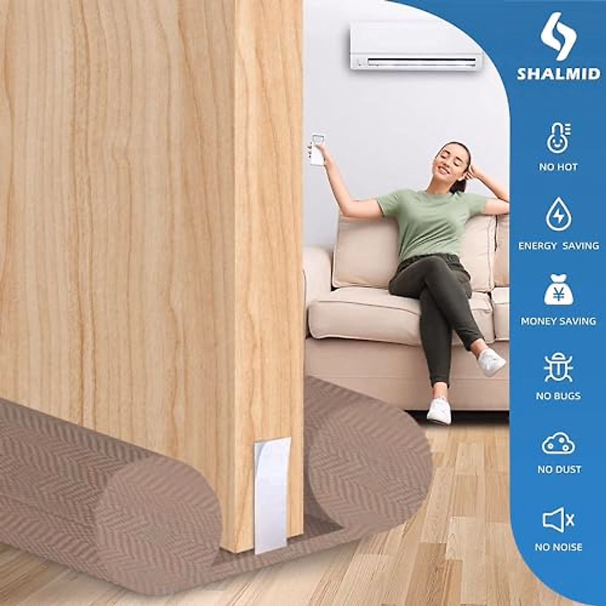 Shalmid Home Under Door Draft Stopper, 24 to 38 Inch Adjustable Draft Stoppers, Blocks Dust Wind Light Noise (Coffee Stripe)