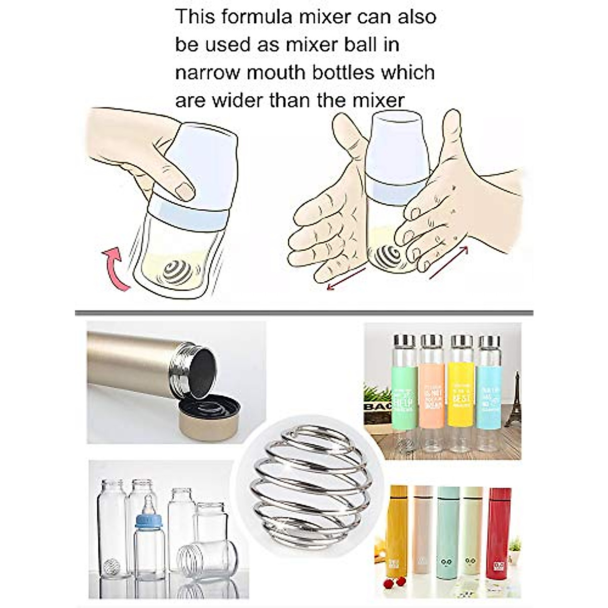 YOFAN 5 Pack Formula Mixers,Milkshake Protein Shaker Ball For Small Bottle,Food Grade Stainless Steel Wire Mixer Mixing Ball For Small Shaker,Drinking Bottle Cup (5)
