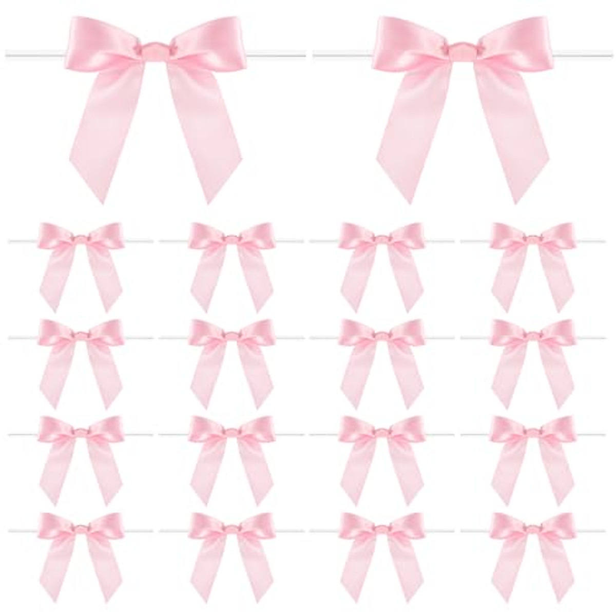 50pcs 3.5" Small Pink Bow Twist Tie Bows Mini Bows Wedding Favor Ribbon Bows for Cookie Candy Bagging Baby Shower Halloween Thanksgiving