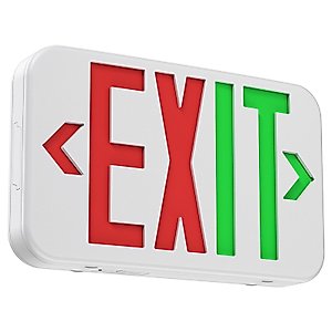 SASELUX Led Exit Sign Emergency Light, Switchable Red/Green Colors, Double Sided and Battery Backup Exit Light, Contractor Select, AC 120/277V,UL Listed (1 Pack)
