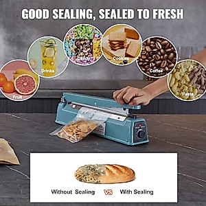 VEVOR Impulse Sealer 12 inch, Manual Heat Seal Machine with Adjustable Heating Mode, Iron Shrink Wrap Bag Sealers for Plastic Mylar PE PP Bags, Portable Poly Bag Sealing Machine with Extra Replace Kit