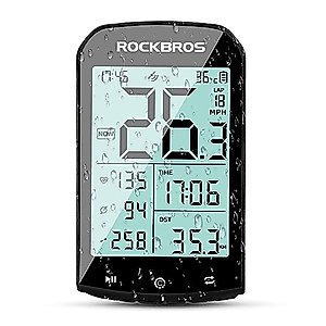 ROCKBROS Bike Computer Wireless Cycling Computers ANT+ Bluetooth Bicycle Computer Mini Speedometer Odometer Waterproof 2.9inch LCD Screen GPS/BDS/Galileo Position System