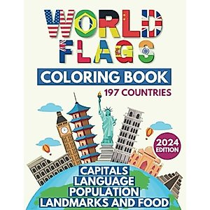 World Flags Coloring Book: Learn All Countries of the World / Geography Gift for Kids and Adults