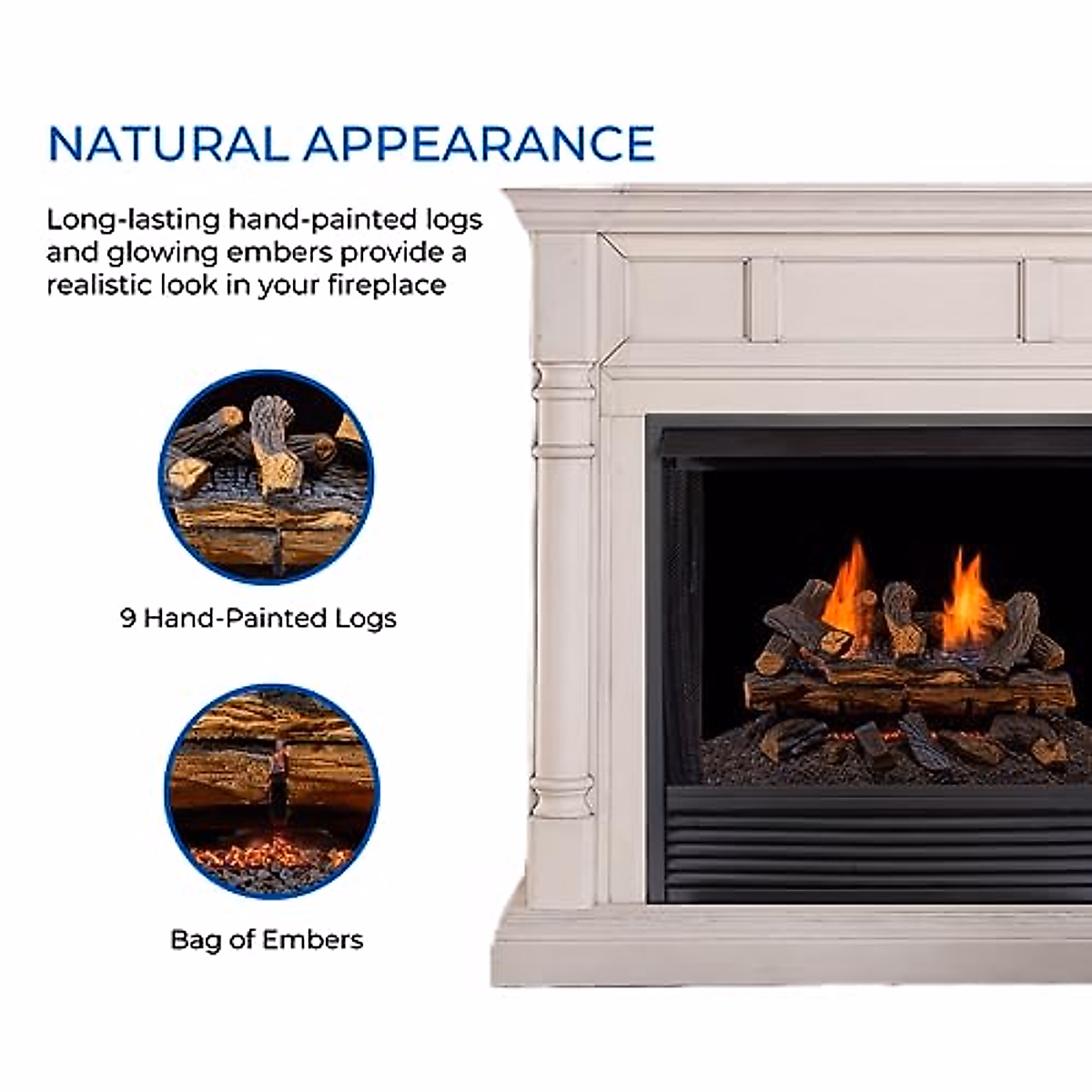 Duluth Forge DLS-24R-1 Dual Fuel Ventless Fireplace Logs Set with Remote Control, Use with Natural Gas or Liquid Propane, 33000 BTU, Berkshire Split Oak, 24 Inches