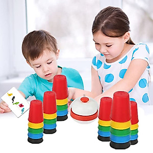 LANDOR Quick Cups, Quick Cups Games for Kids,Classic Stacking Cup Game for Kids Flying Stack Cup Parent-Child Interactive Game with 24 Picture Cards, 30 Cups