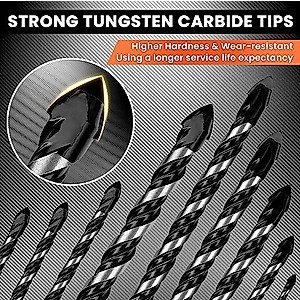 KENDO 10PCS Multi-Purpose Masonry Drill Bits Set,1/8 to 1/2" Concrete Drill Bit Set,Carbide Tipped for Glass, Tile, Plastic, Cement, Concrete, Granite, Wall, Iron Sheet, Brick, Wood etc
