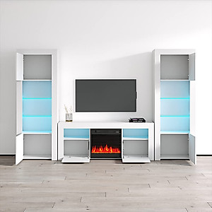 Milano Set 145EF-BK-BK Electric Fireplace Modern Wall Unit Entertainment Center