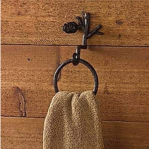 WYJBD Stainless Steel Wall Mounted Bathroom Towel Rack Holder Hotel Storage Holder Resin Pine Cone Round Wrought Iron Towel Rack Kitchen Towel Ring Towel Rack