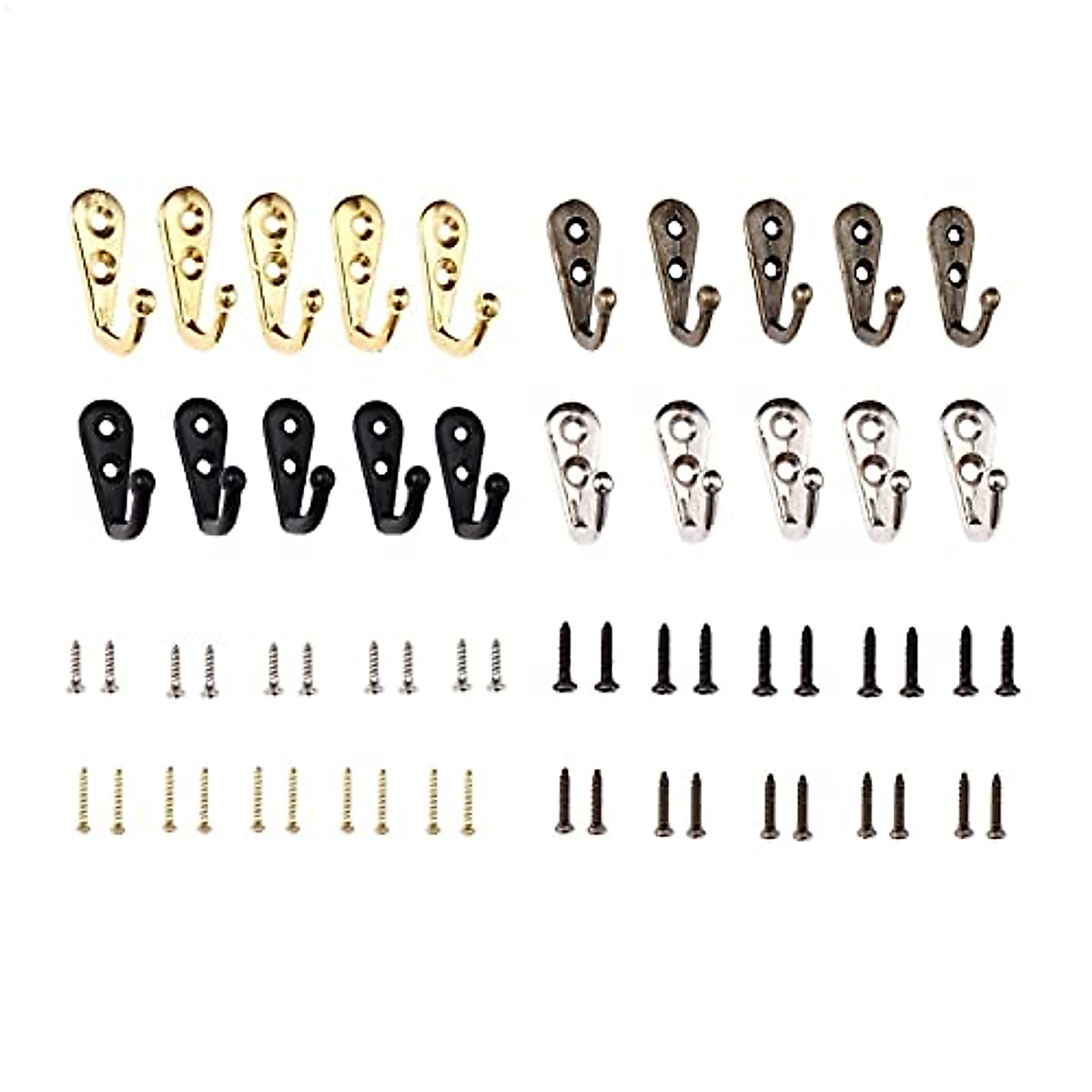 ANYUFEI 5Pcs Wall Hanger Curved Buckle Horn Lock Clasp Hook Zinc Alloy Door Wall Hooks Hanger Black/Gold/Silver/Bronze w/Screws (Size : A)