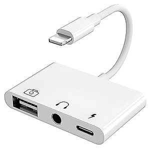 MASAYA USB 3 Camera Adapter,3 in 1 USB Female OTG Adapter with 3.5 mm Headphone Jack and Charging Splitter Compatible with i-Phone 12 11 X 8,Support Card Reader,MIDI