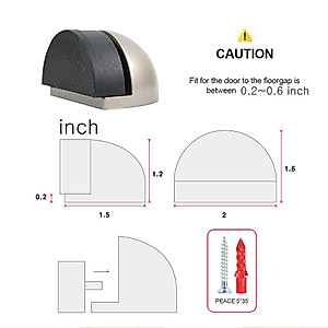 CG PLUS Floor Door Stopper with Rubber pad 4pack, Semicircle Shaped Door Stopper, Protecting Wall (2inch x 4pack, Satin Nickel)