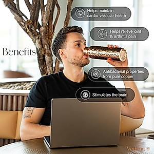 VEDANA Premium Hammered Ayurvedic Pure Copper Water Bottle | Leak Proof 1 Liter Copper Vessel for Drinking Water | Great Water Bottle for Sports, Yoga & Everyday Use