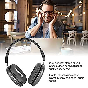 Tangxi Wireless Noise Cancelling Headphones, Stereo Over Ear Sports Headphones, Portable Foldable Lightweight Headset Soft Earpads for Cellphone PC
