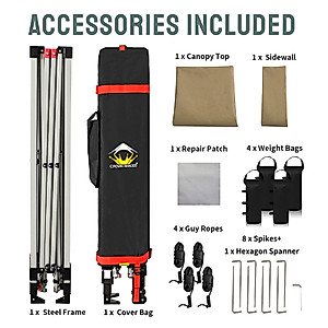 CROWN SHADES 10x10 Pop Up Canopy with 1 Side Wall - Beach Tent with One Push Setup - Outdoor Sun Shade for Events, Parties, Camping - Gazebo with STO-N-Go Cover Bag (Beige)