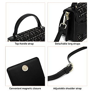 LL LOPPOP Top Handle Crossbody Bags for Women, Small Trendy Purses Shoulder Handbags, Clutch Purses for Women with Detachable Straps 204001(Black)