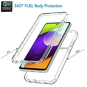 Tothedu Case for Galaxy A52 5G/Galaxy A52 4G, Samsung A52 5G Case for Girls Women, Clear Full Body Protective Shockproof Hard PC Shell Soft TPU Bumper Cover Cases for Samsung Galaxy A52 5G (Clear)