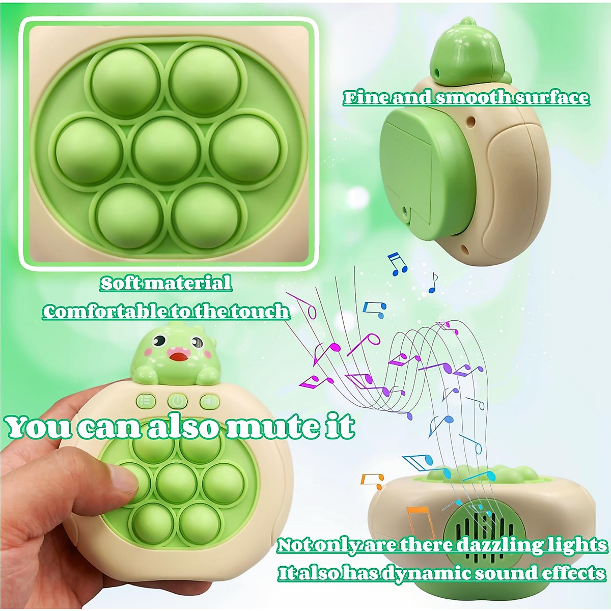 2 Pc New Speed Push Handheld Game Machine-Fidget Console,Quick Push Light Up Pop Game for Adults and Kids,Music Whack A Mole Stress Relief Fidget Toys,Squeeze Poppet Sensory Push Pop Bubble Toy (2 Ct)