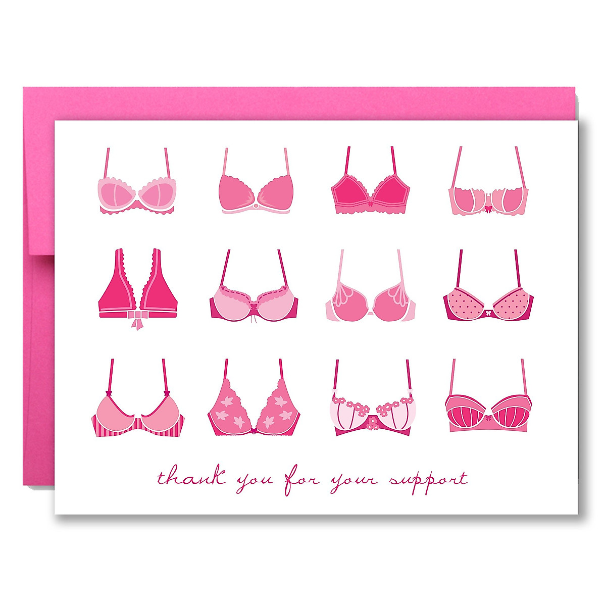 Two Poodle Press 20 Card Variety Pack - Breast Cancer Support Modern Pink Ribbon Thank You Cards in 4 Designs, Printed on 100% Recycled Stock - For Charity Events, Runs, Walks and 3-Day