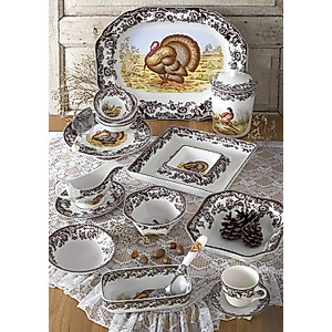 Spode Woodland 17.5" Rectangular Serving Platter | Turkey Platter for Thanksgiving, Dinner Parties, and Other Events | Made from Fine Porcelain | Microwave and Dishwasher Safe